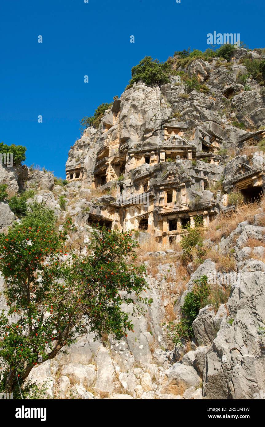 Lycian rock tombs in Myra, Riviera, rock tomb, Lycia, Turkish south ...
