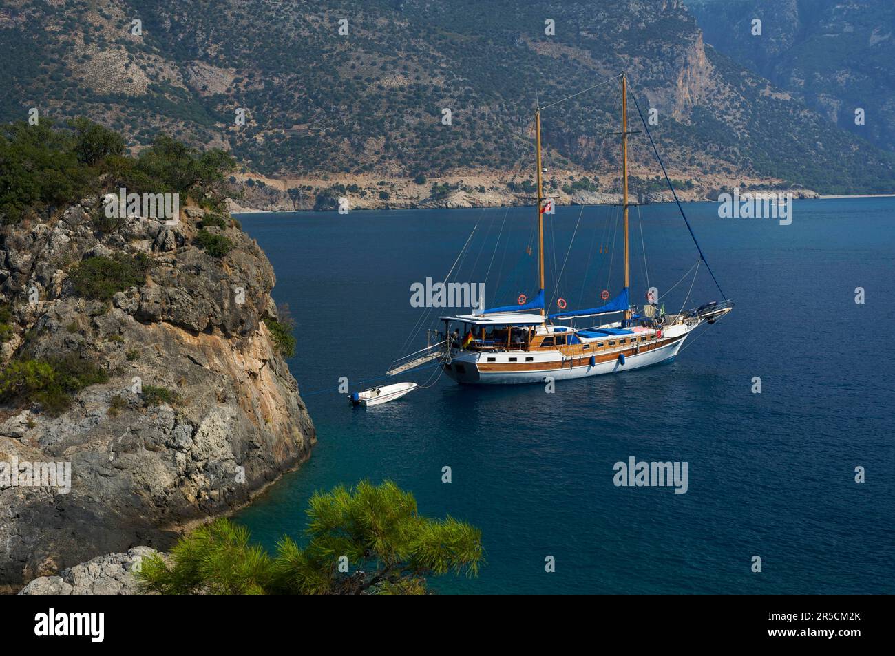 Excursion boats, Blue Voyage in Oeluedeniz near Fethiye, Turkish Aegean ...