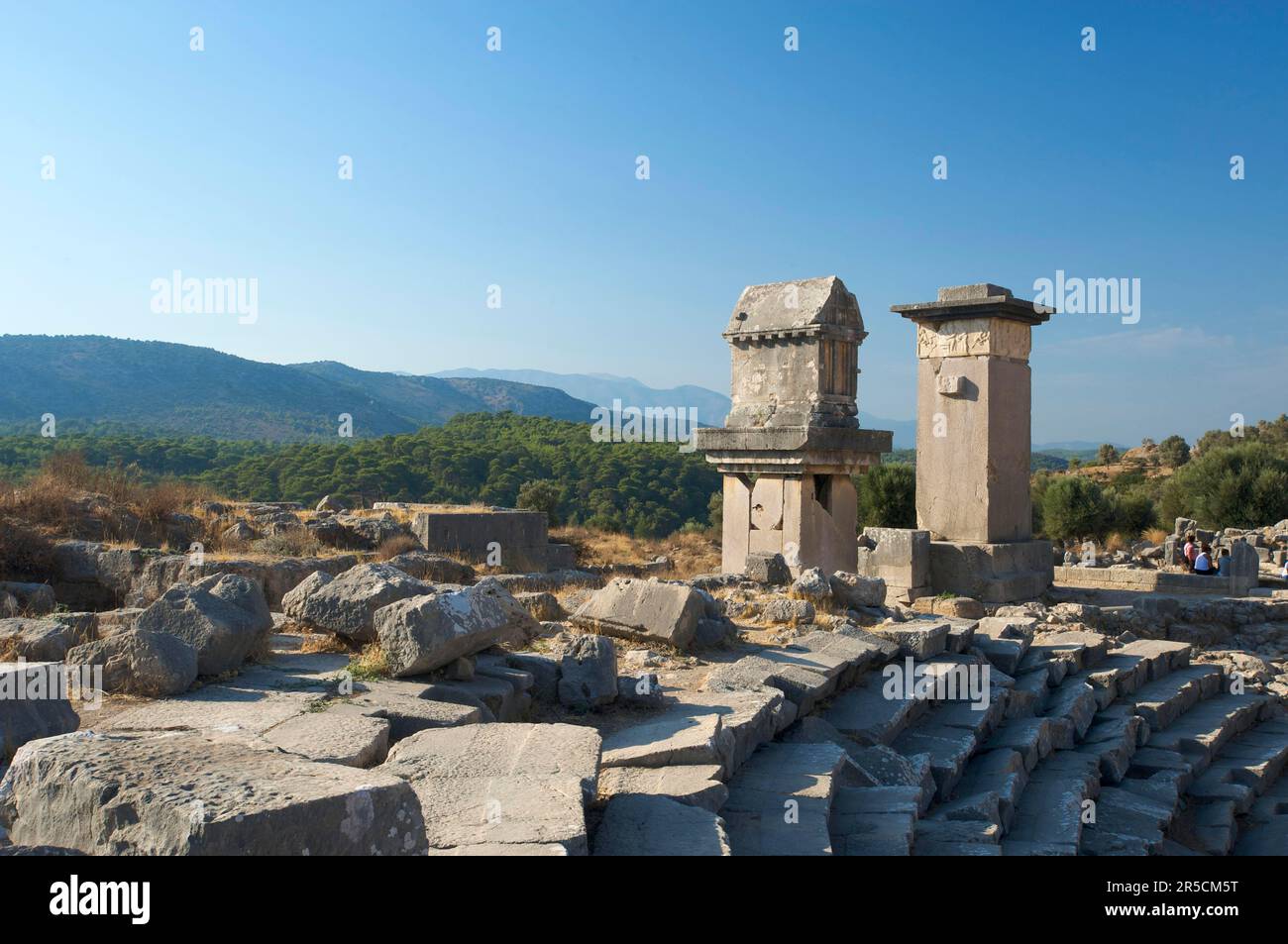 Theatre and pillar tombs at Xanthos, pillar tomb, Lycia, Southwest ...