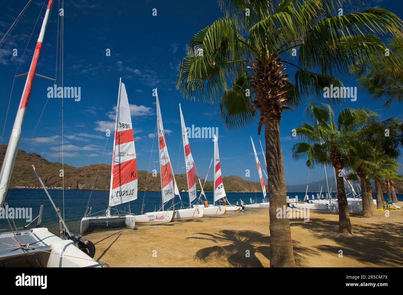 Catamarans on the beach of the D-Hotel Maris near Marmaris, Turkish ...
