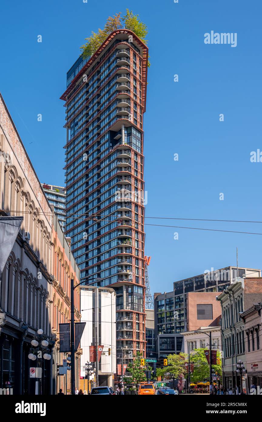 Vancouver, British Columbia - May 26 2023: View of a residential tower ...