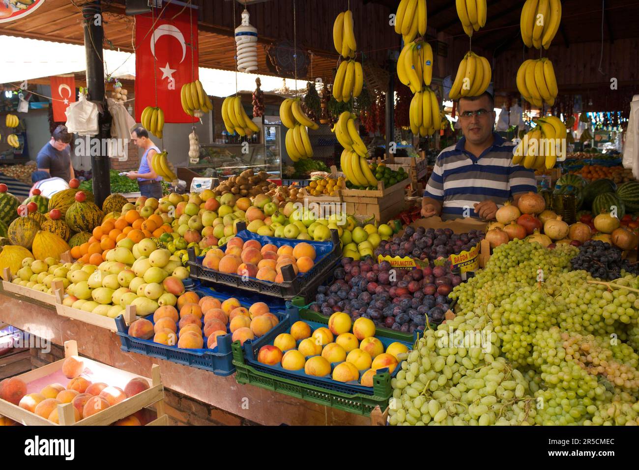 Fruit stall at the market of Fethiye, Turkish Aegean, Turkey Stock ...