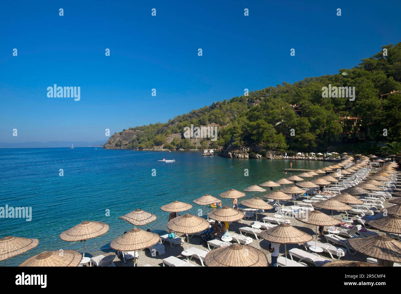 Beach of the Hillside Club near Fethiye, Turkish Aegean, Turkey Stock ...