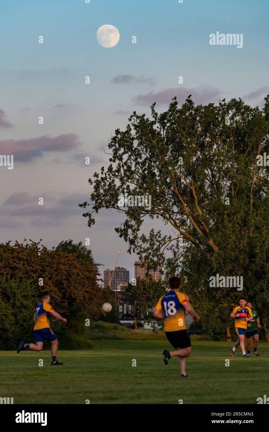 London, UK. 2 June 2023. UK Weather – A 97.5 % waning gibbous moon ...