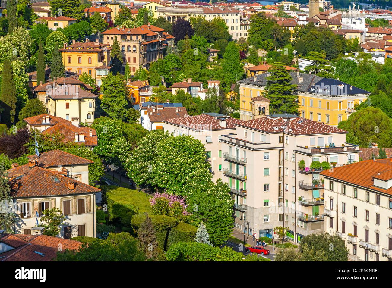 Aerial skyline view of Bergamo city, Lombardy province, Italy ...