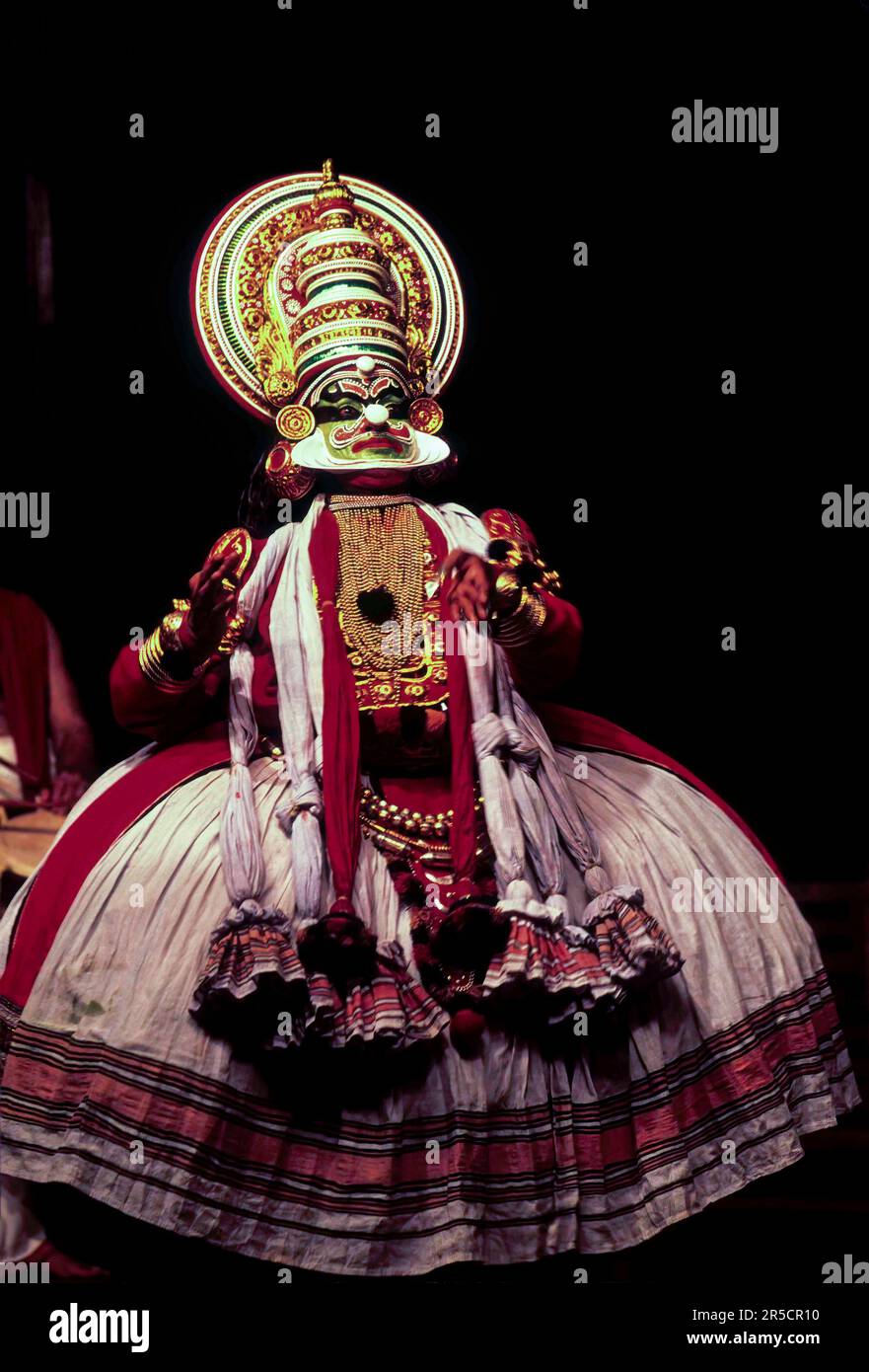 Evil character in Kathakali at Kerala Kalamandalam classical dance of ...