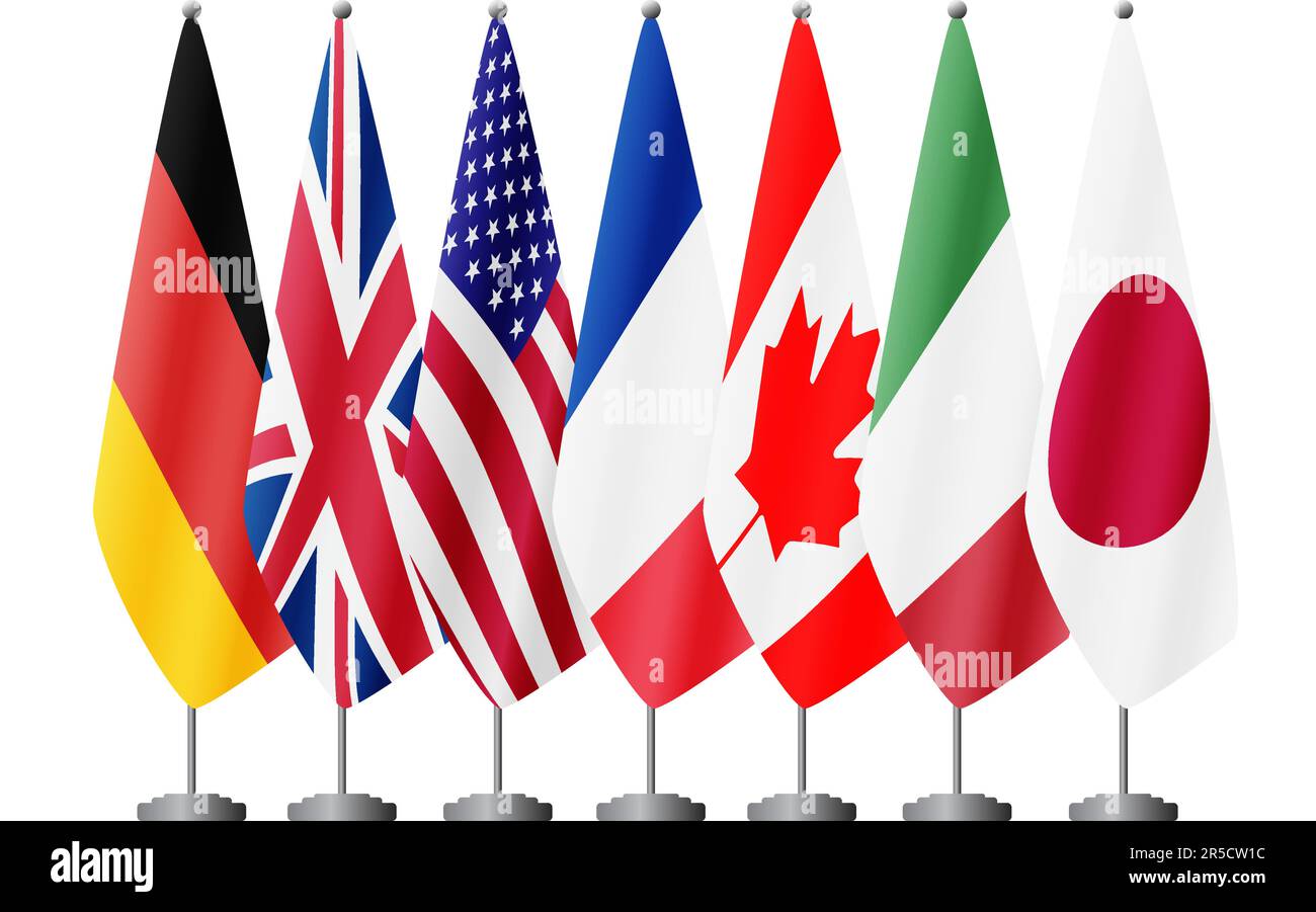 G7 countries flags on flag stands, vector Stock Vector Image & Art - Alamy