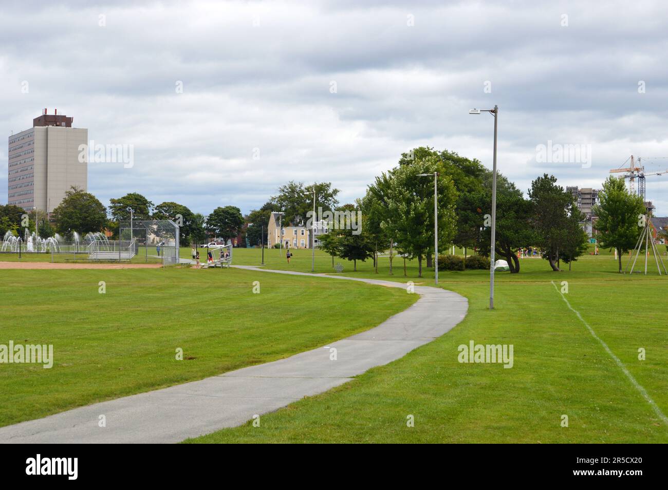 Pathway and lawn on the Halifax Common, a city park in Halifax, Nova ...