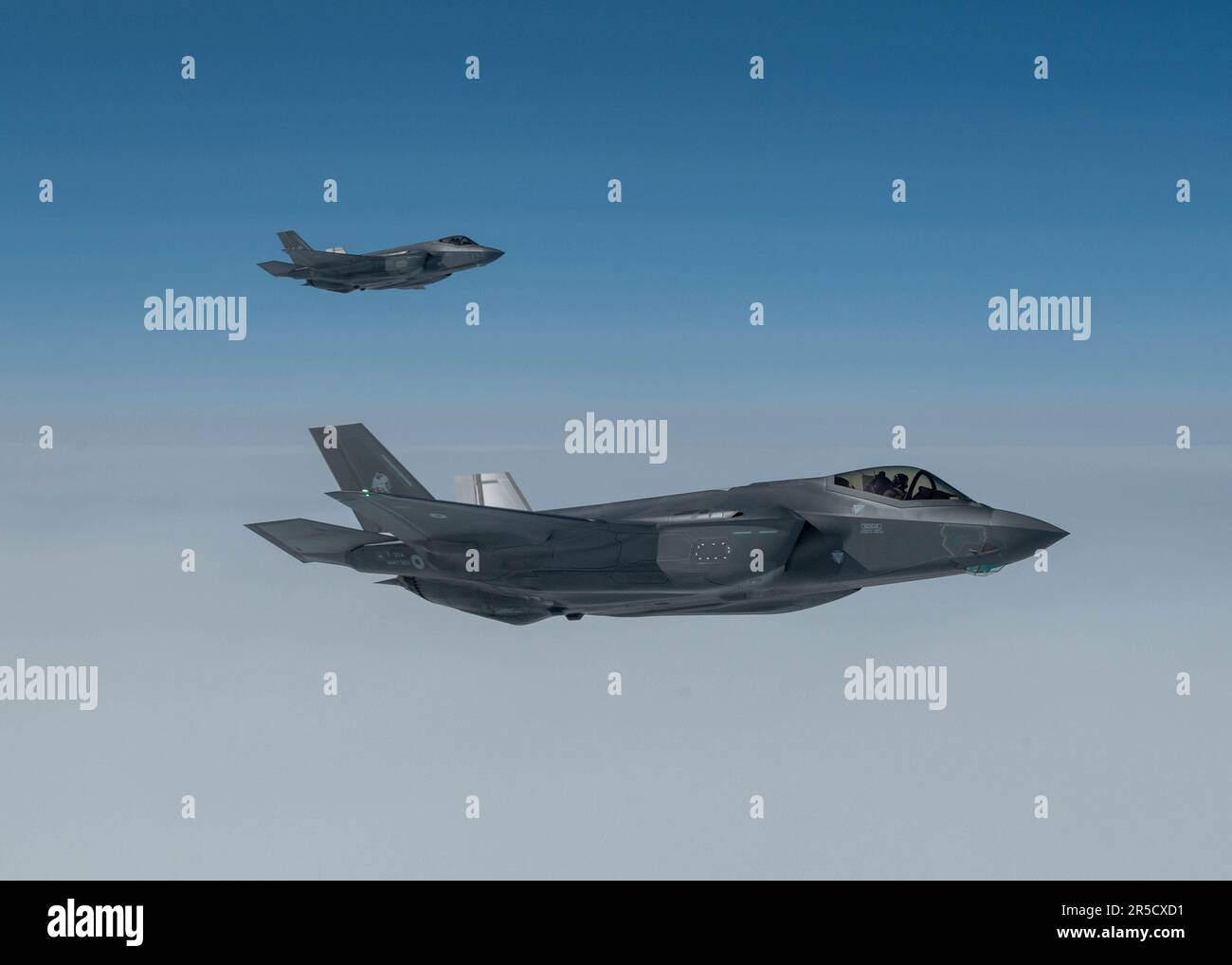 Two Italian Air Force F-35A Lightning II stealth fighters prepare to ...