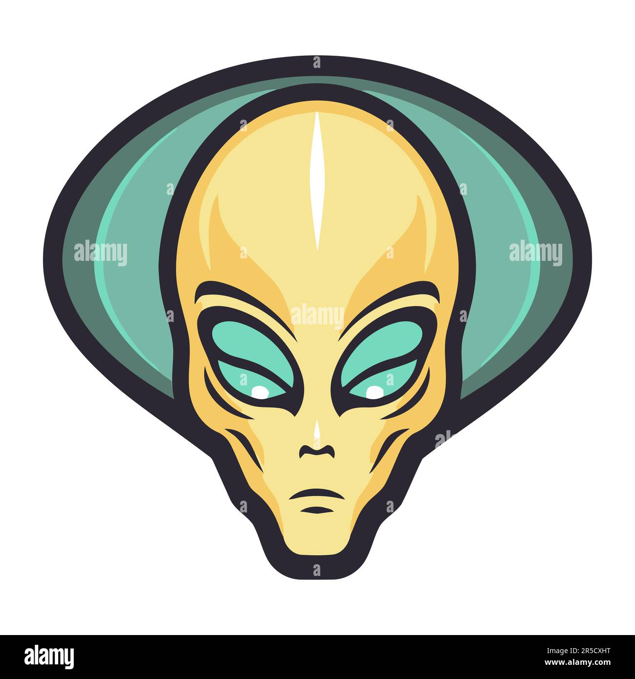 Image of alien. Cute cartoon alien head isolated on white background ...