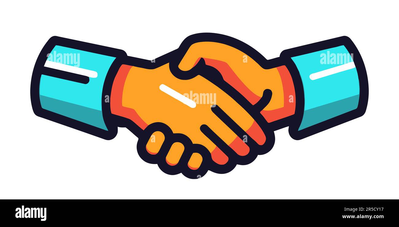 Handshake cute icon. Handshake symbol in flat style. Vector ...