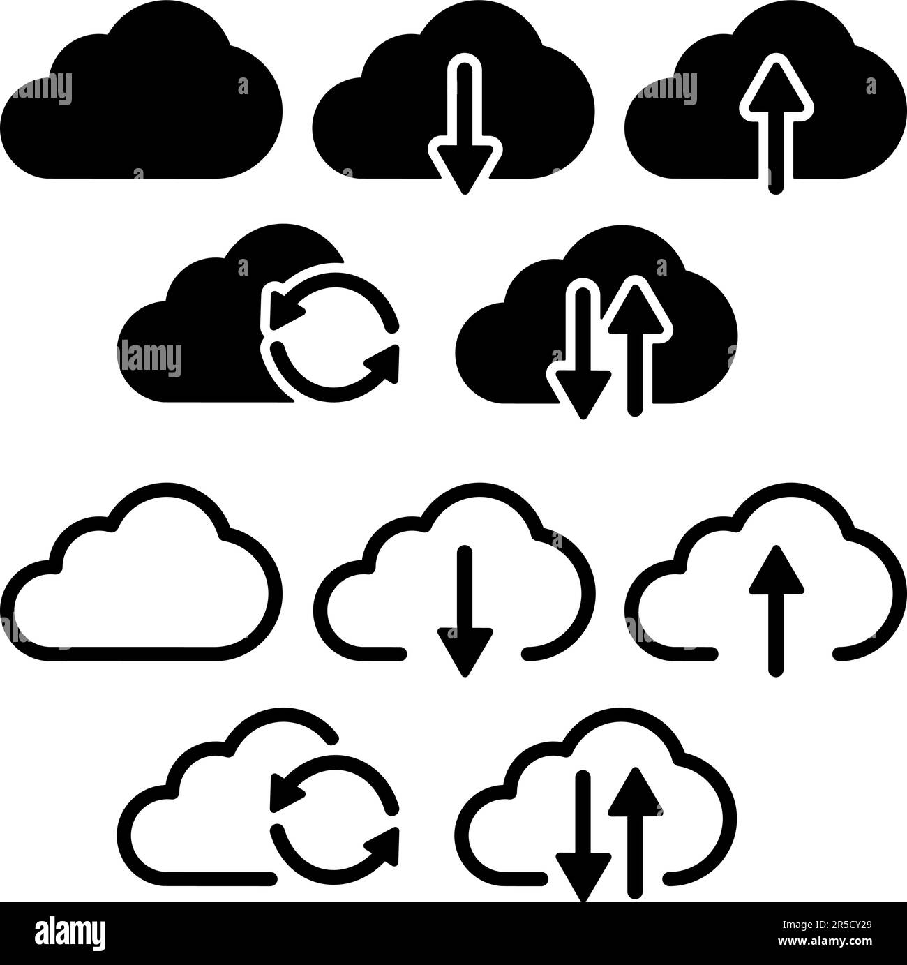 Cloud icons. Upload, download, synchronization. Vector illustration Stock Vector Image & Art - Alamy