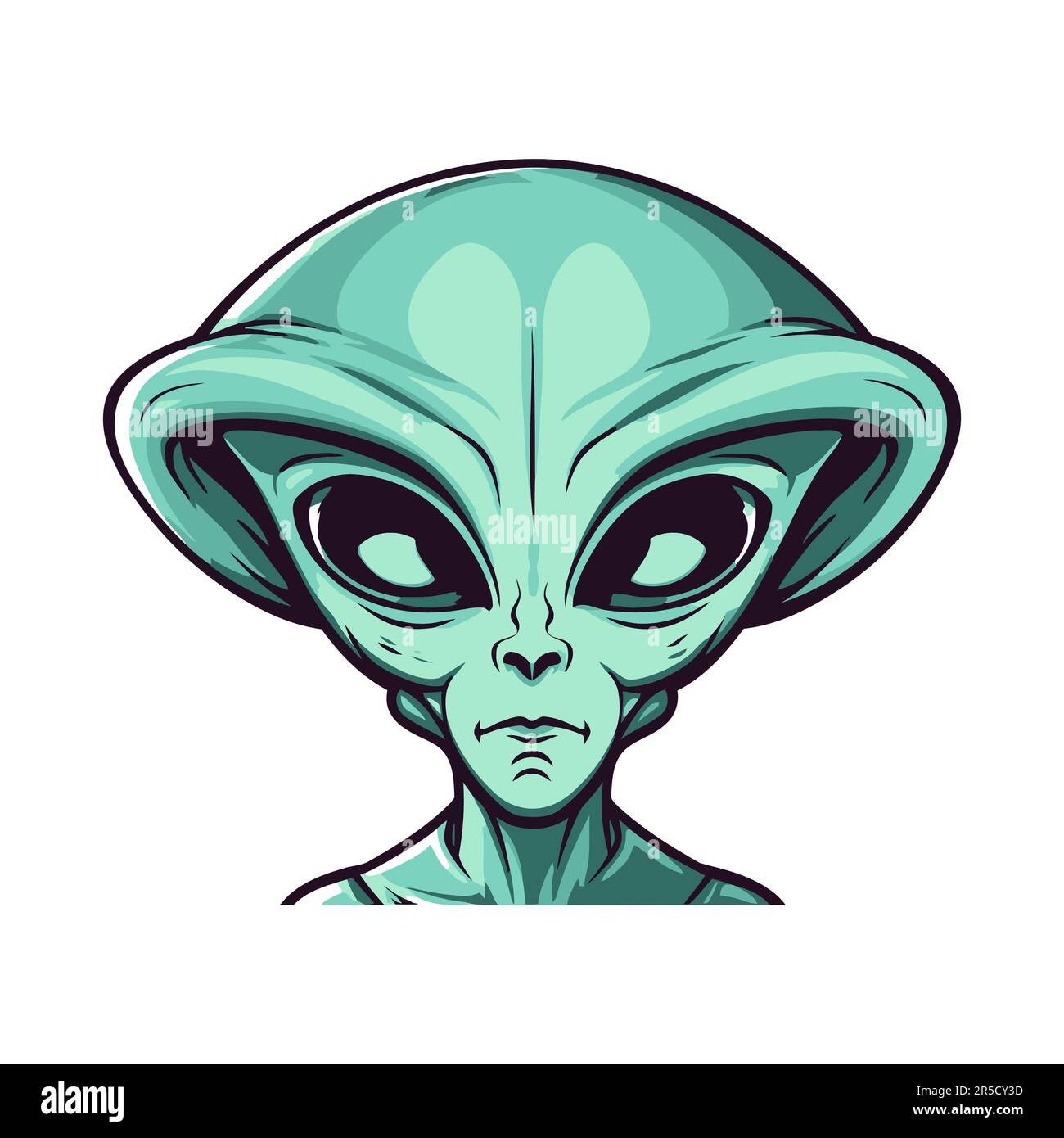 Image of alien. Cute cartoon alien head isolated on white background ...