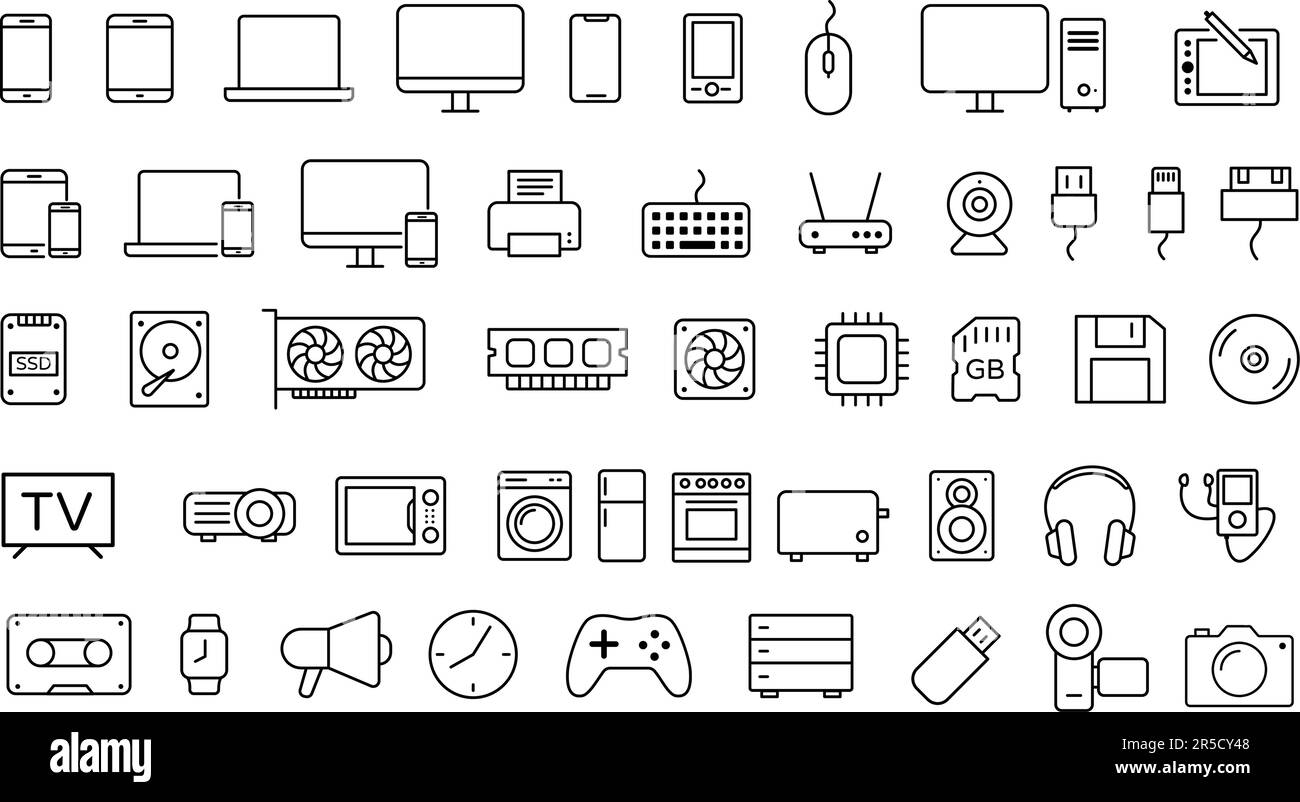 Technology sign set Black and White Stock Photos & Images - Alamy