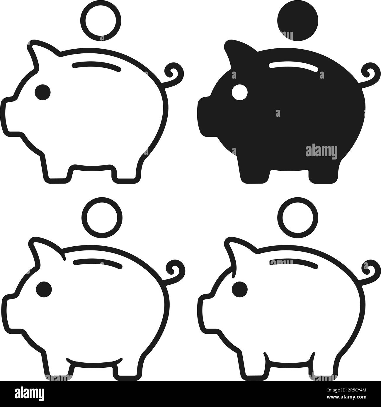 Piggy bank icons with falling coin. Vector illustration Stock Vector ...