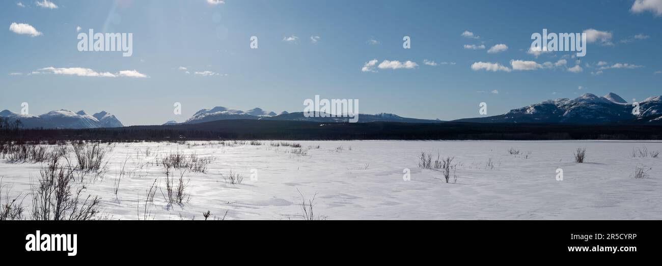 Panoramic scenic views in northern Canada during early spring, late ...