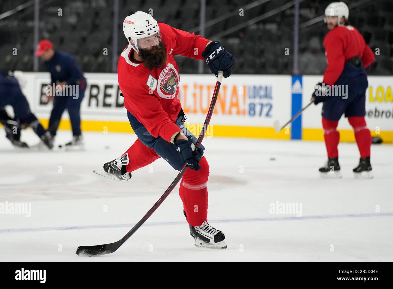 Florida Panthers defenseman Radko Gudas (7) shoots during an NHL hockey ...