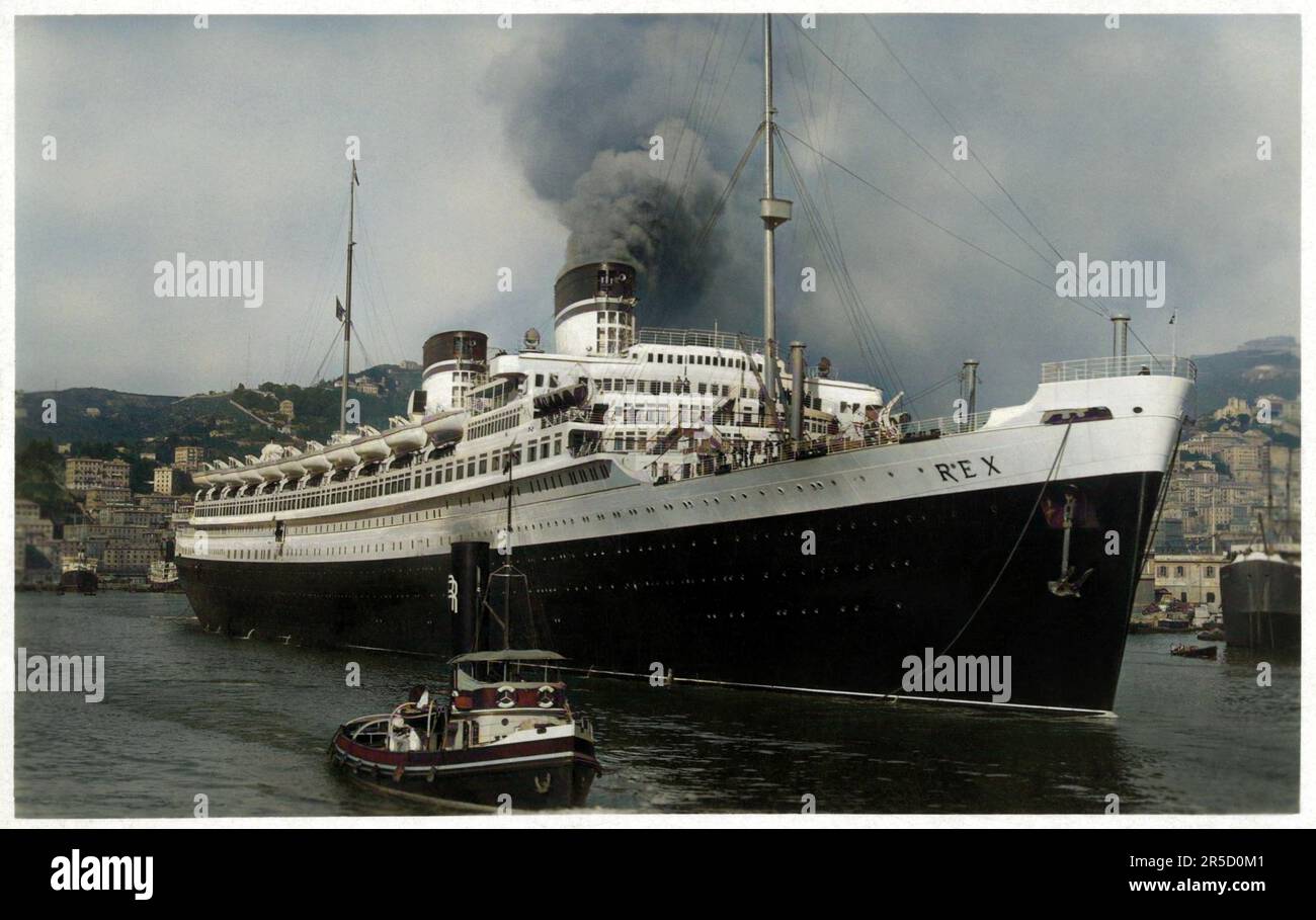 1931 ca, GENOVA , ITALY : The S.S. Rex was an Italian 51,100 ton ocean liner that was launched ...