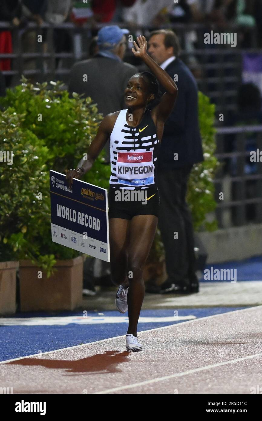Florence, Italy. 02nd June, 2023. Fede KIPYEGON (KEN) during the Golden ...