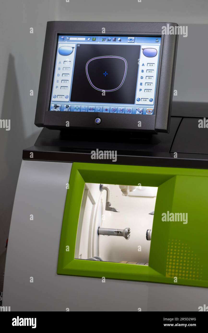 Istanbul, Turkey May 28, 2023; Optical Lens Cutter Eyeglass Cutting ...