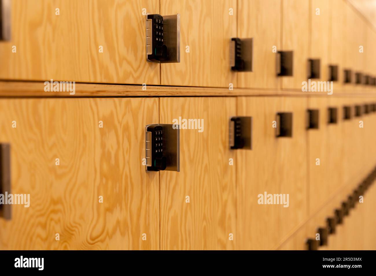 set of wooden lockers for personal items Stock Photo - Alamy