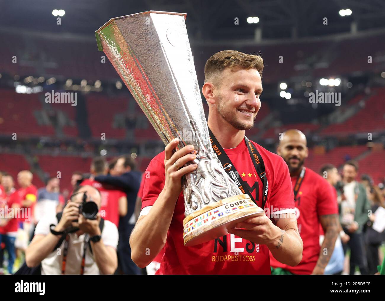 Budapest, Hungary. 31st May, 2023. Ivan Rakitic of Sevilla poses with ...