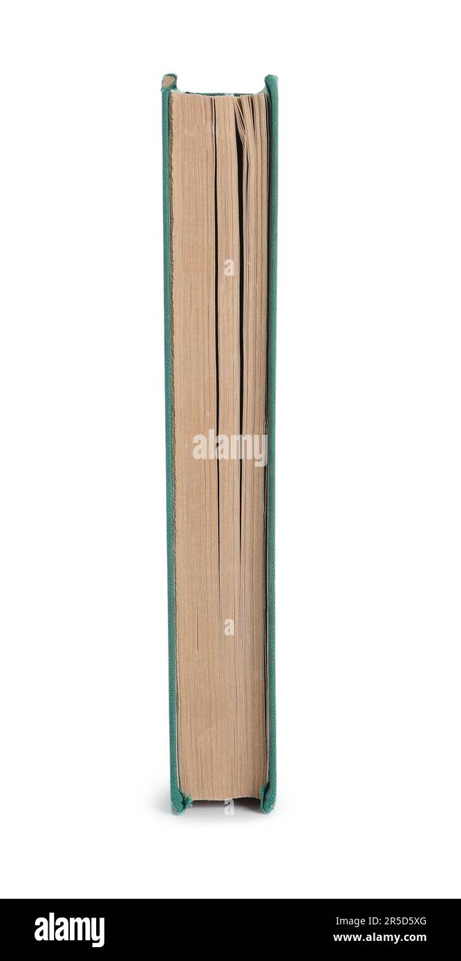 Closed old hardcover book isolated on white Stock Photo - Alamy