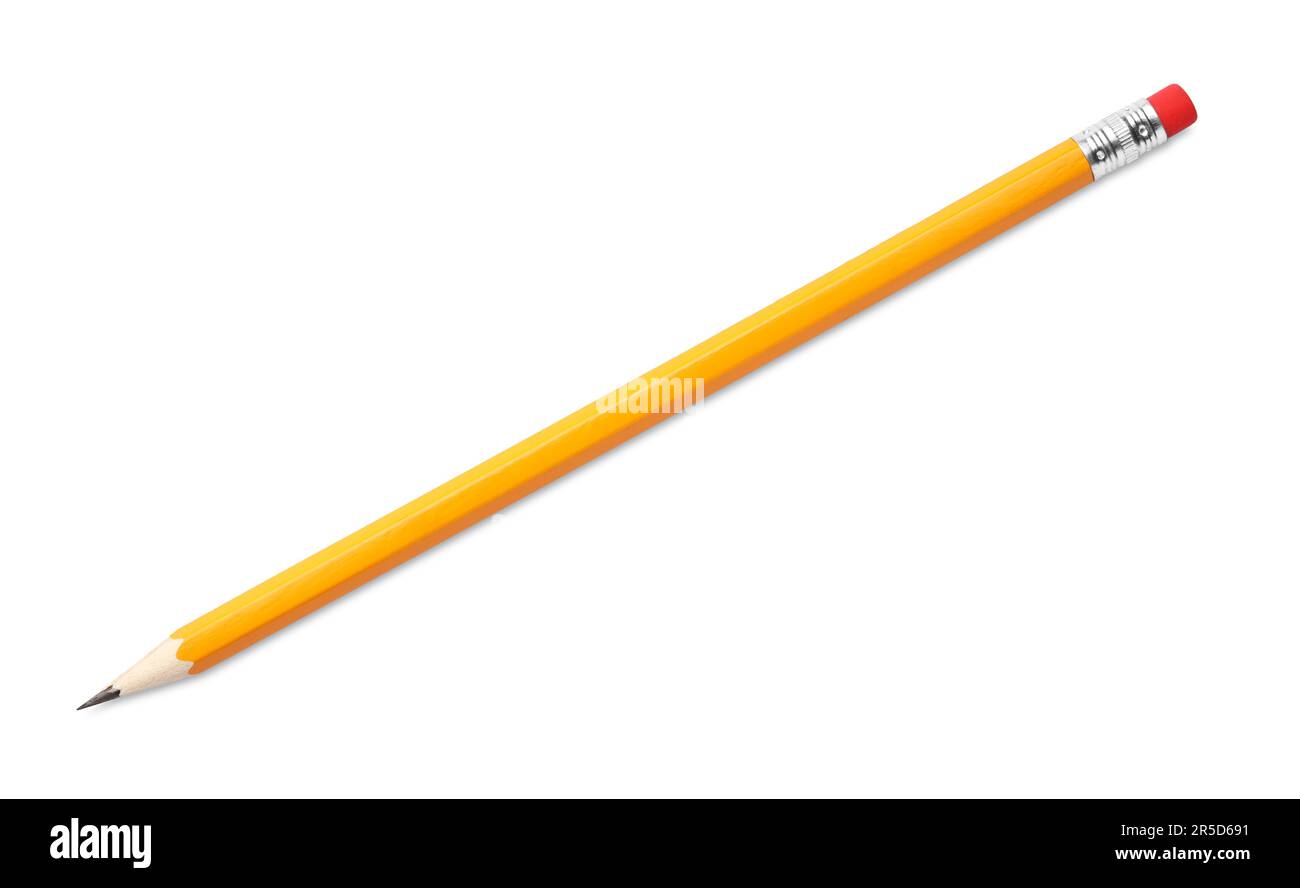 Graphite pencil with eraser isolated on white. School stationery Stock ...