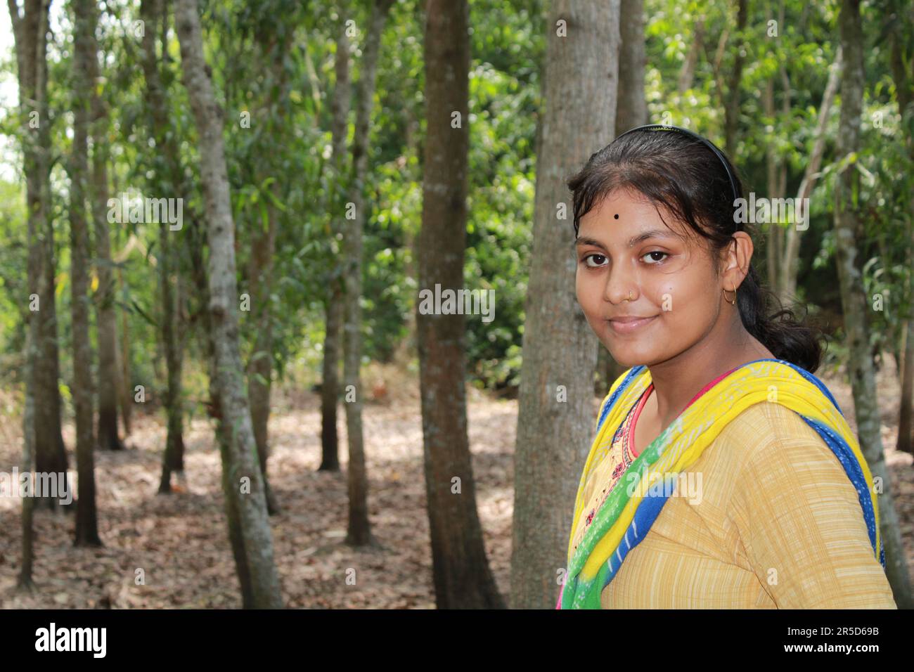 Close up of a beautiful teenage Indian Odia girl wearing colorful Dress ...