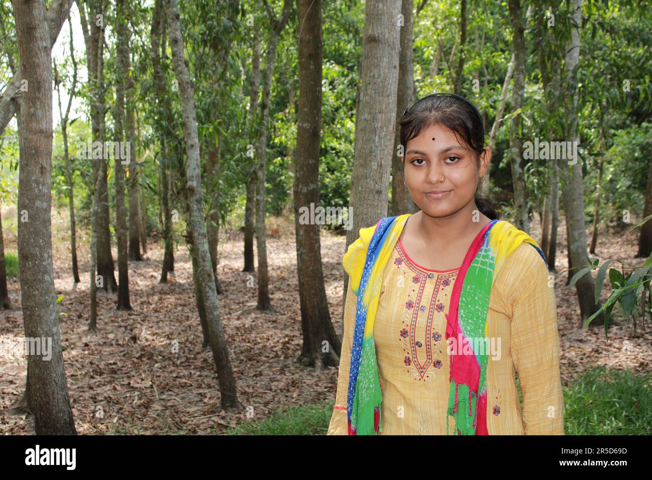 Close up of a beautiful teenage Indian Odia girl wearing colorful Dress ...