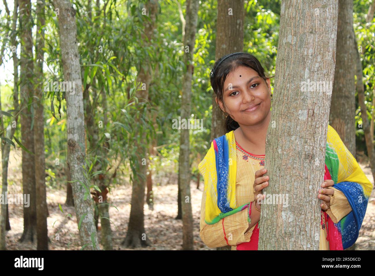 Close up of a beautiful teenage Indian Odia girl wearing colorful Dress ...