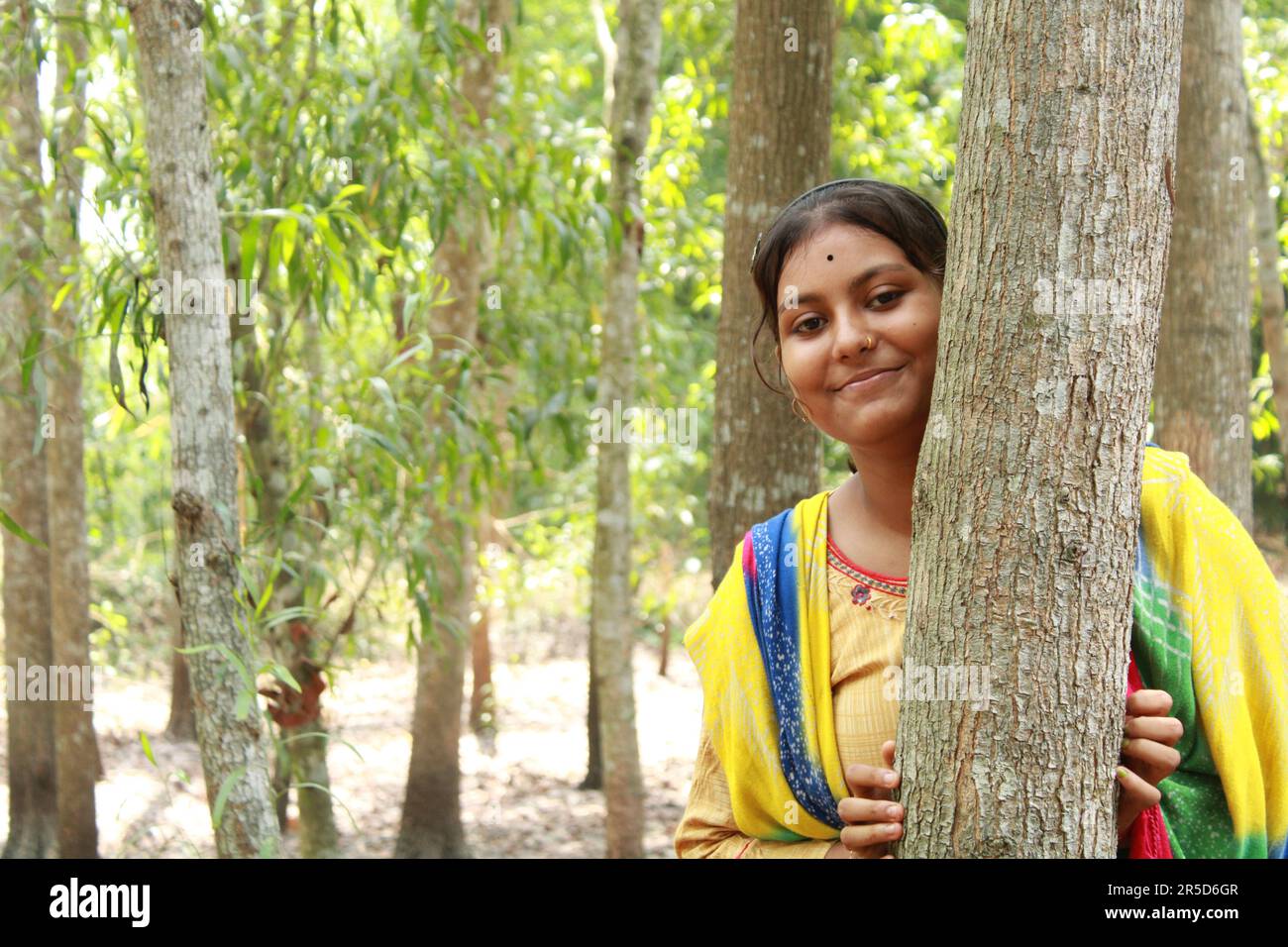 Close up of a beautiful teenage Indian Odia girl wearing colorful Dress ...