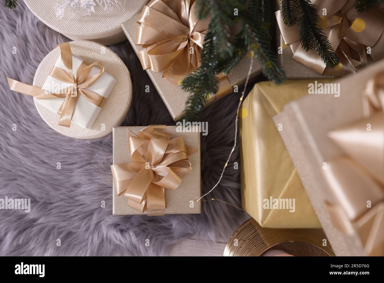 Gift boxes on floor hi-res stock photography and images - Alamy