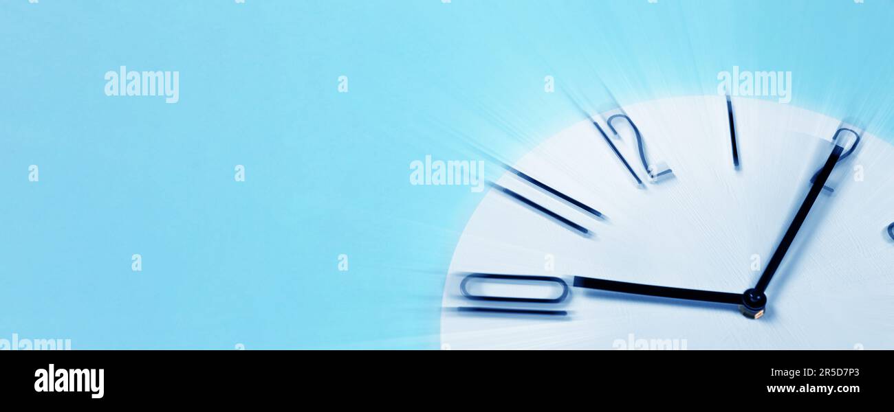 Fleeting time concept. Clock on light blue background, motion effect ...