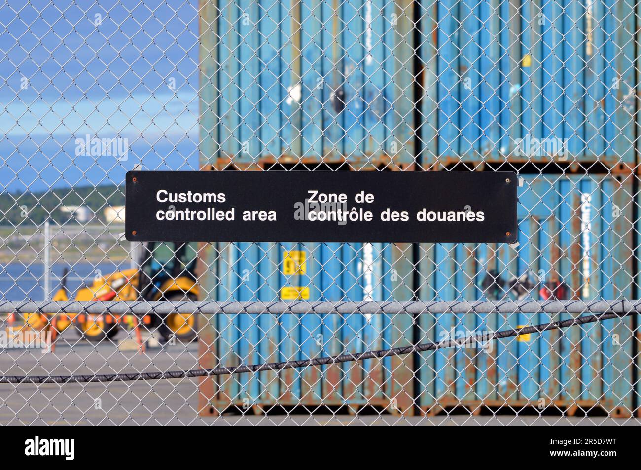 Customs controlled area signage at the Port of Halifax on Marginal Road ...