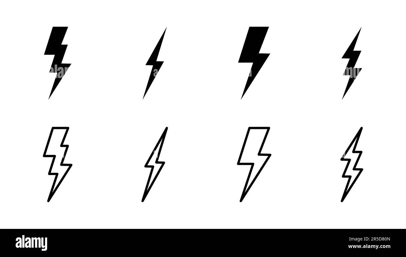 Lightning icon set. electric icon vector. power icon. energy sign Stock ...