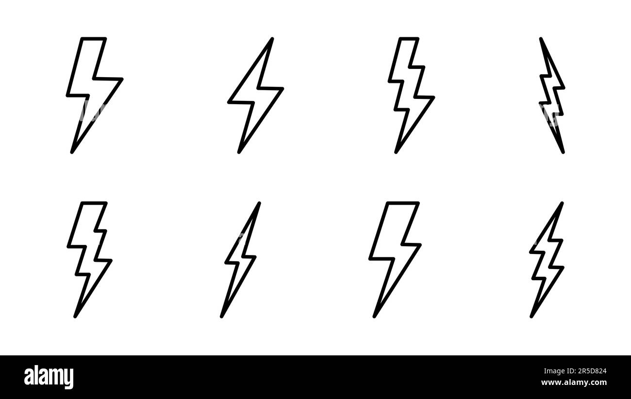 Lightning icon set. electric icon vector. power icon. energy sign Stock ...