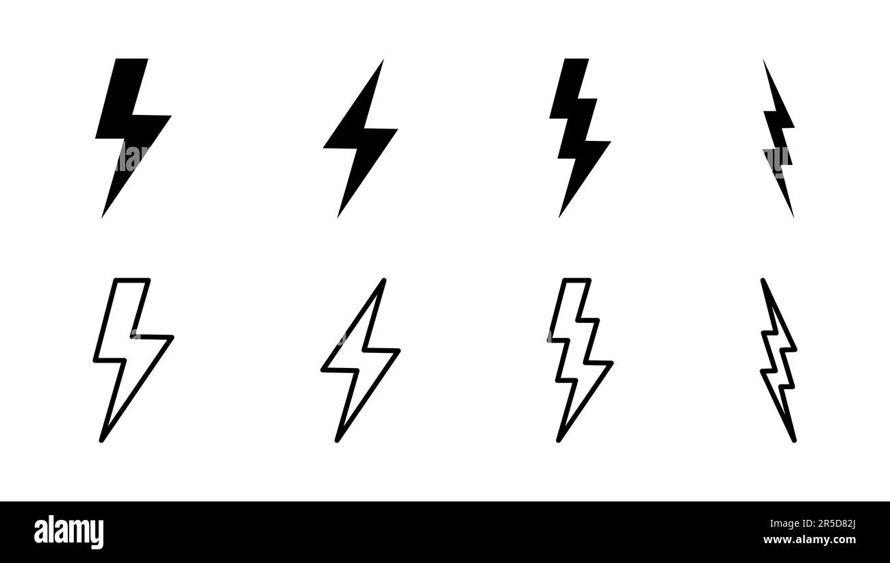 Lightning icon set. electric icon vector. power icon. energy sign Stock ...