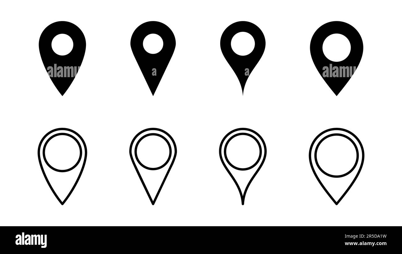 Pin icon set. Location icon vector. destination icon. map pin Stock ...