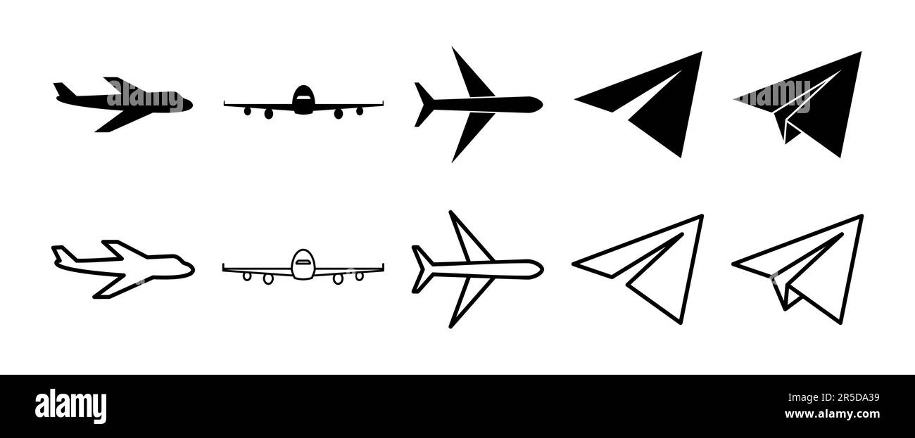 Plane icon set. Airplane icon vector. Flight transport symbol. Travel ...