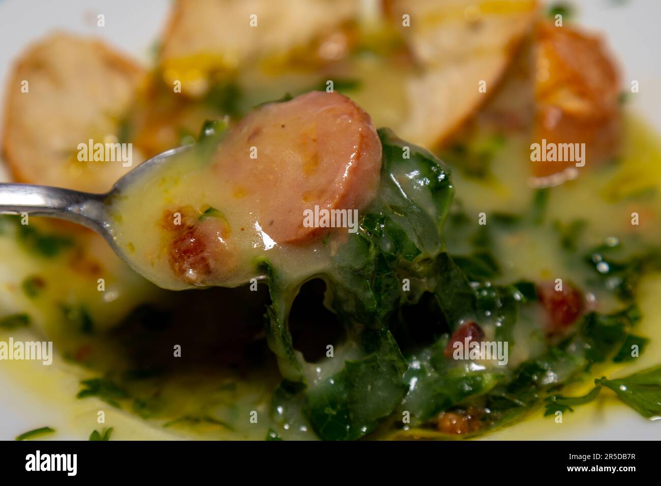 Traditional Portuguese style soup called Caldo Verde with traditional ...
