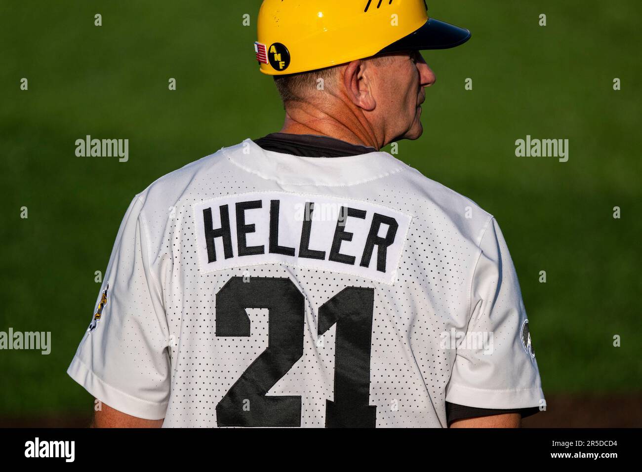 Iowa head coach Rick Heller watches action on the field during an NCAA ...