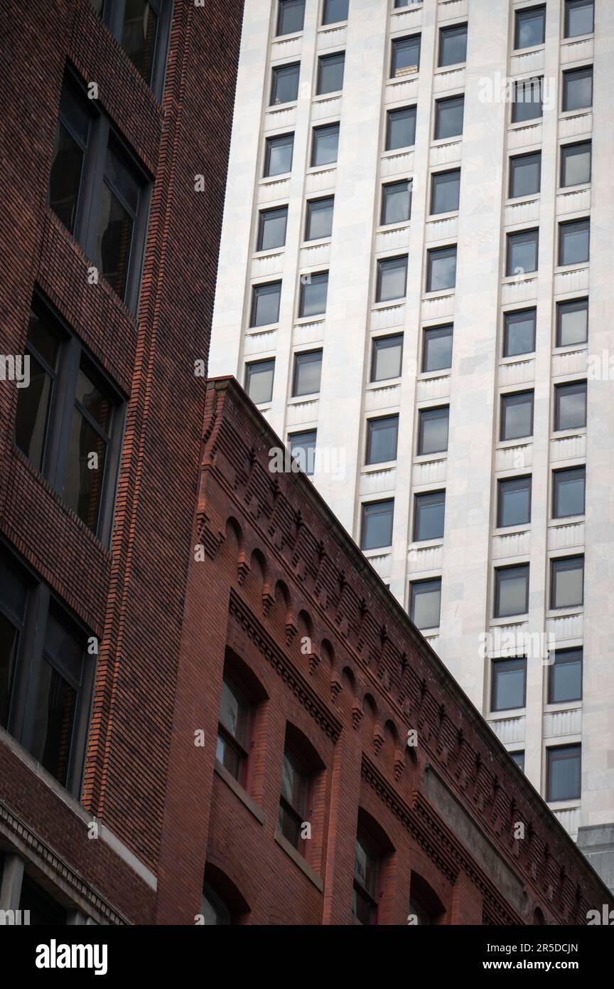 The varied architecture of the high rises in Pittsburgh, Pennsylvania ...
