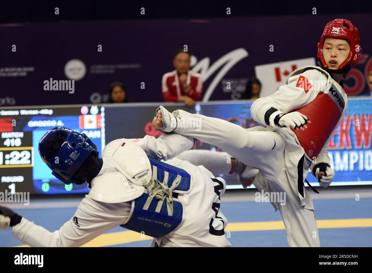 Baku, Azerbaijan. 2nd June, 2023. Wang Xiaolu (R) of China competes ...