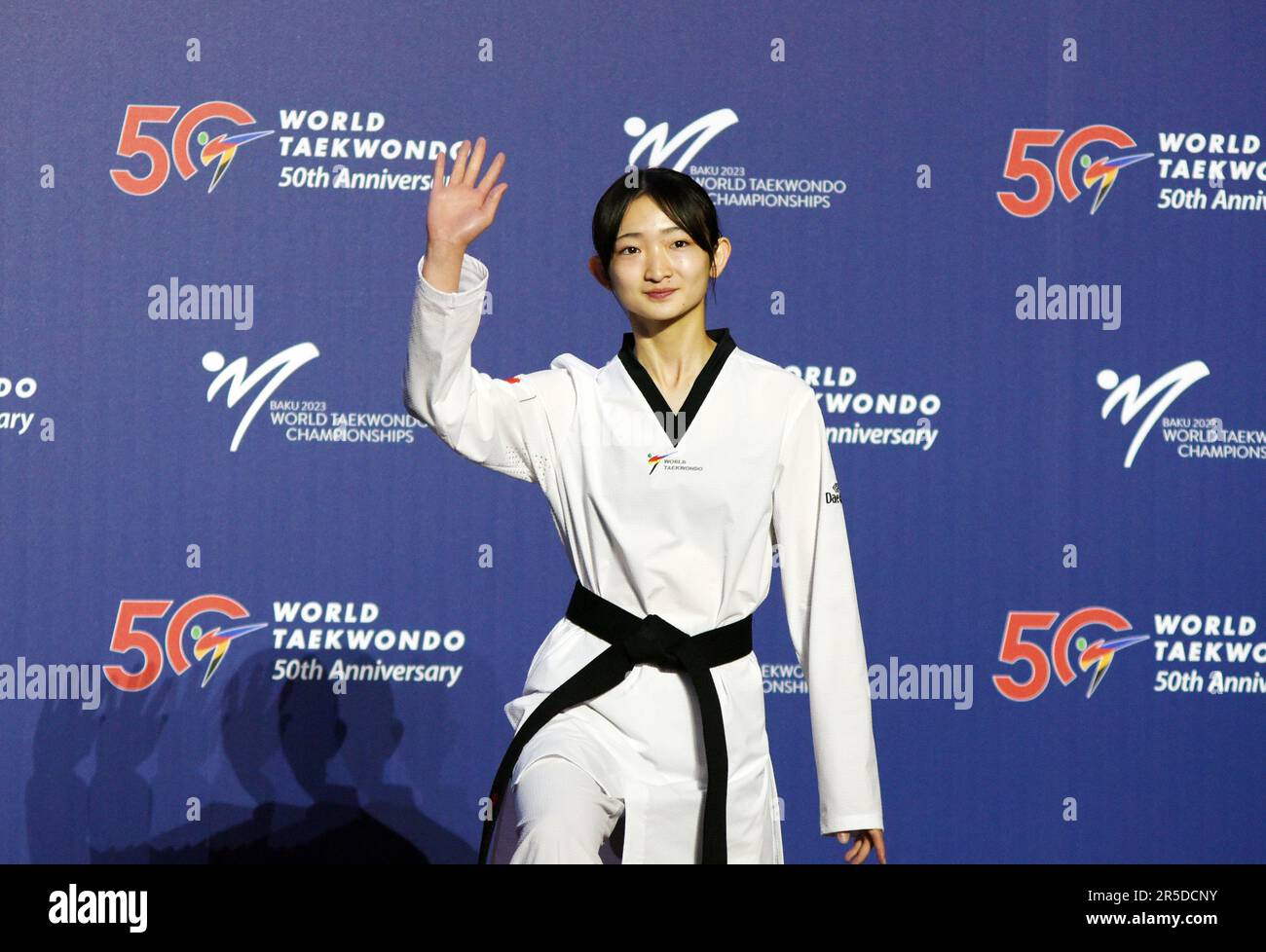 Baku, Azerbaijan. 2nd June, 2023. Bronze medalist Okamoto Ruka of Japan attends the awarding ...