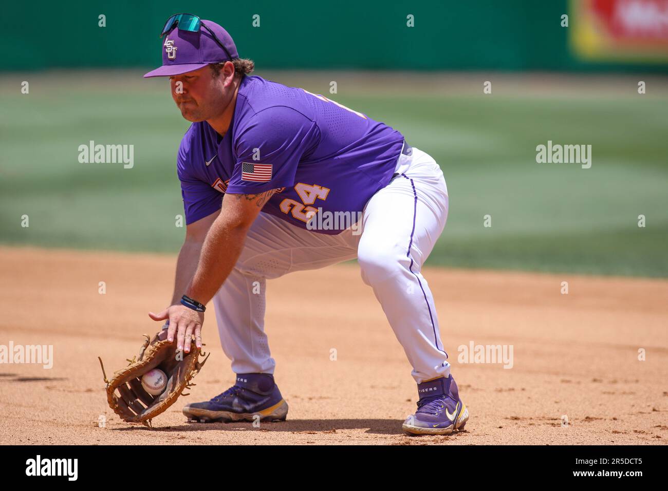 Baton Rouge, LA, USA. 2nd June, 2023. LSU's Cade Beloso (24) watches ...