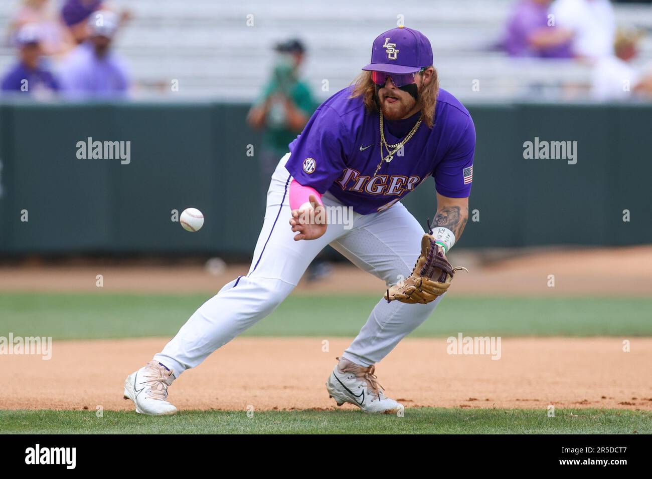 Baton Rouge, LA, USA. 2nd June, 2023. LSU's Tommy White (47) watches ...