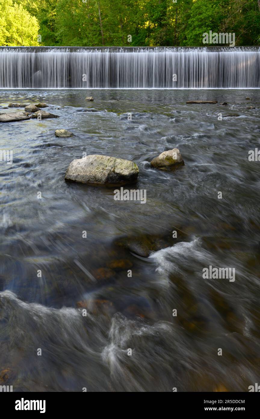 Daniels Dam and the flowing waters of the Patapsco River in Patapsco ...