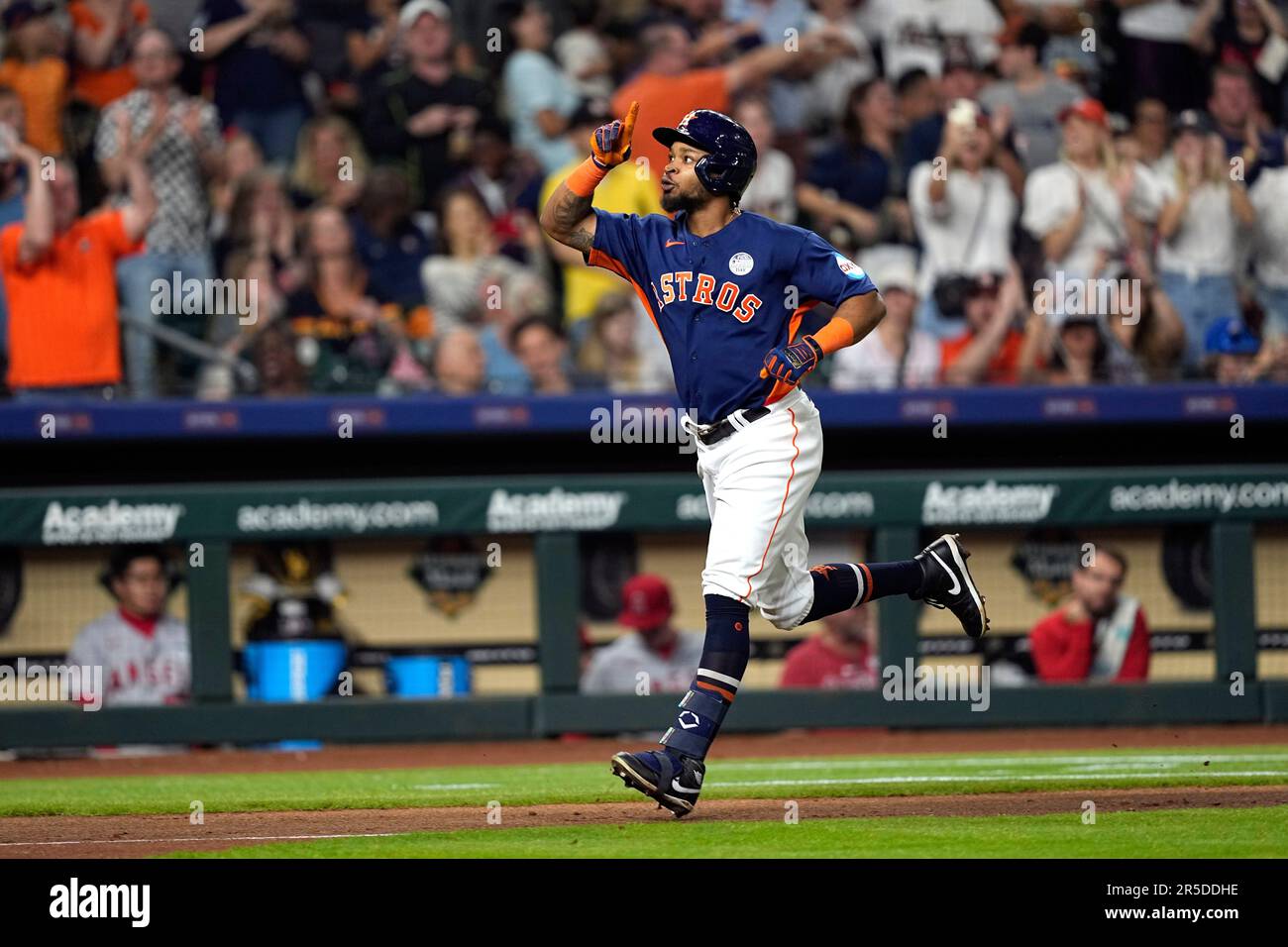 Houston Astros' Corey Julks celebrates after hitting a two-run home run ...