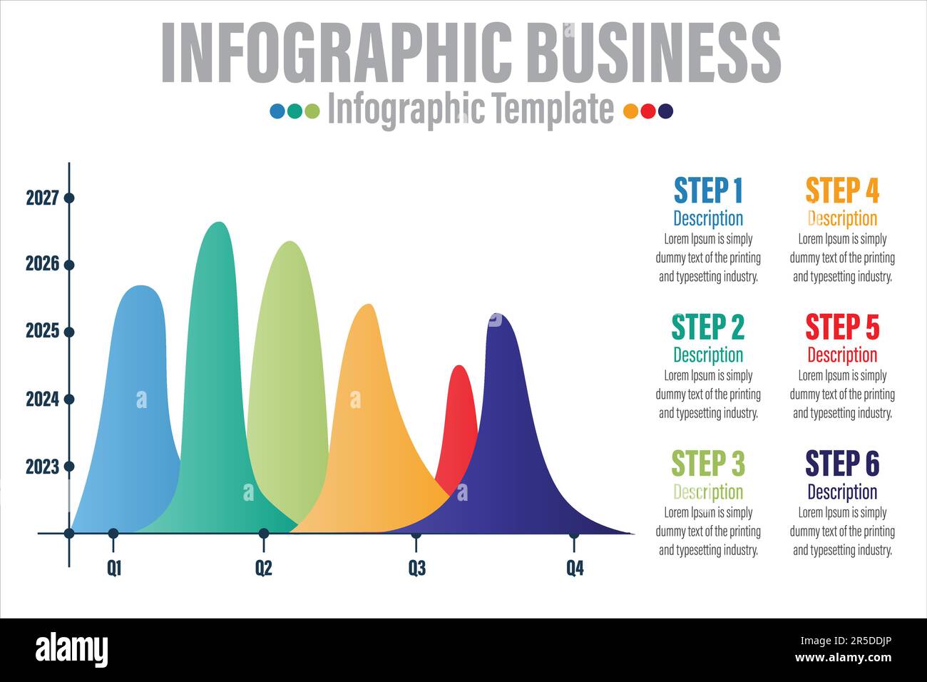Timeline infographic template with 6 steps, 6 option 6 dot steps and ...